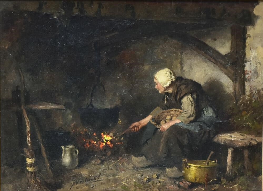 Johannes Weiland | At the Fireplace Hearth | MutualArt