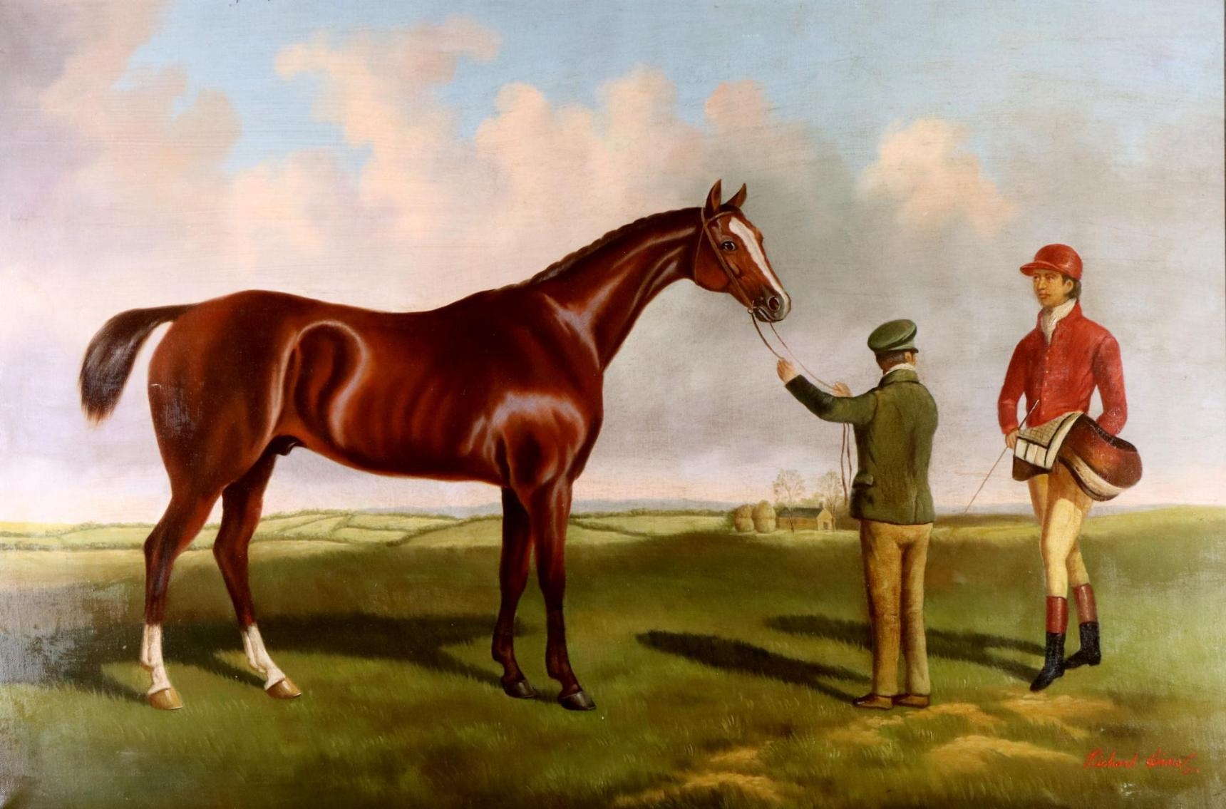 Richard Hines | Portrait of a horse with jockey and handler, landscape ...