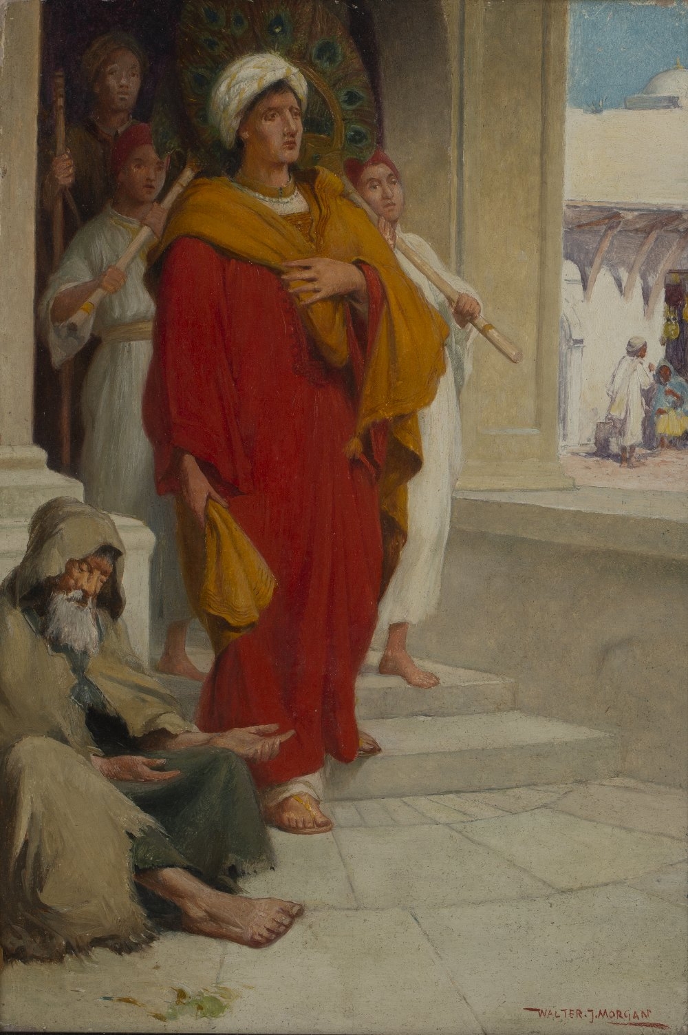 Walter Jenks Morgan | An Arabian courtyard with procession | MutualArt