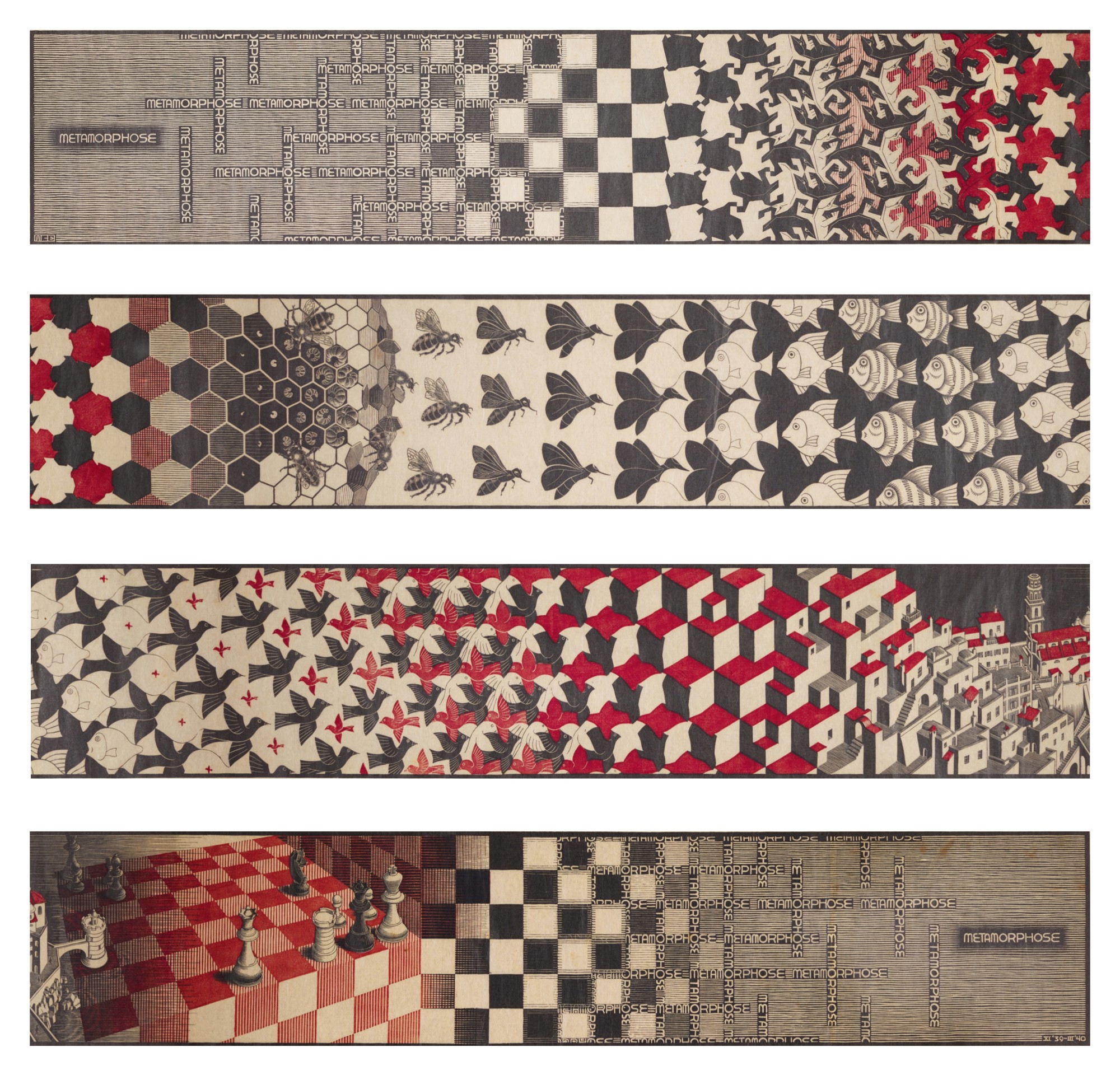 Maurits Cornelis Escher | Metamorphosis II (B. 320) (1939 - 1940 ...