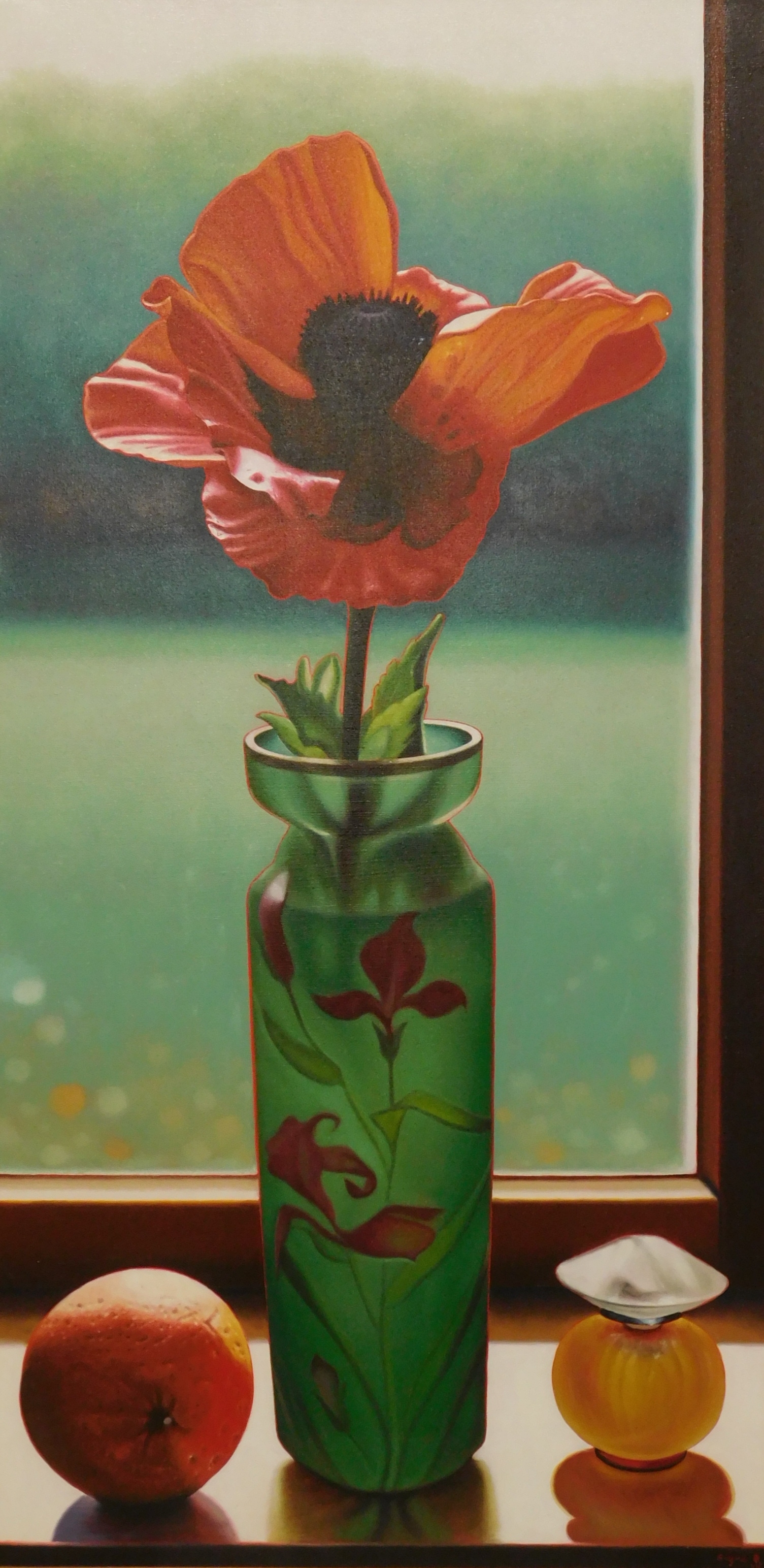 John Sayers | ''Green Vase, Red Poppy and Yard View | MutualArt