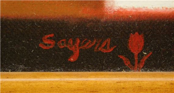 John Sayers | ''Green Vase, Red Poppy and Yard View | MutualArt
