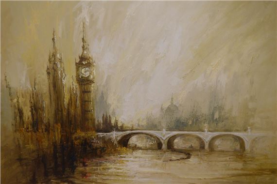Ben Maile | View on the Thames at Westminster | MutualArt