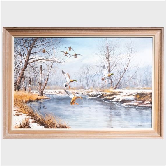 David Maass | Winter River Mallards | MutualArt