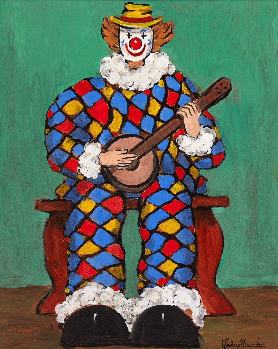Gladys MacCabe | SEATED CLOWN WITH BANJO | MutualArt