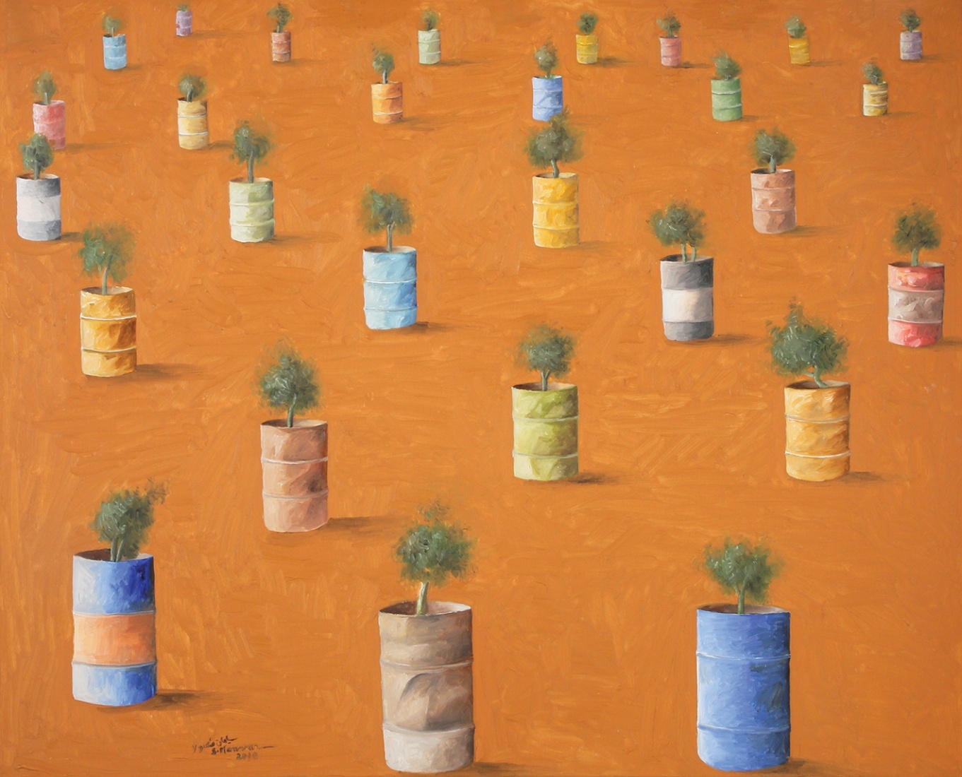Suleiman Mansour | Barrel Field (2010) | MutualArt