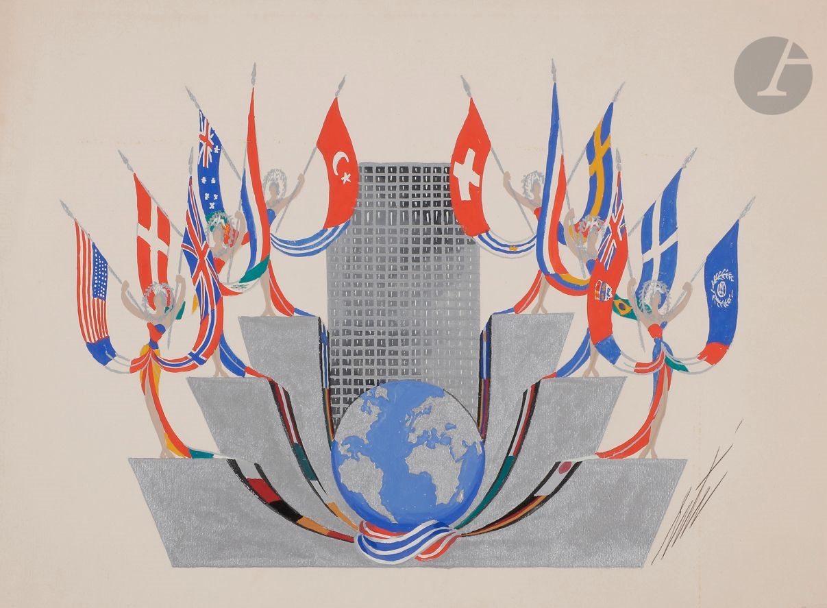 Erté | 1st painting - 2 United Nations Tanks | MutualArt
