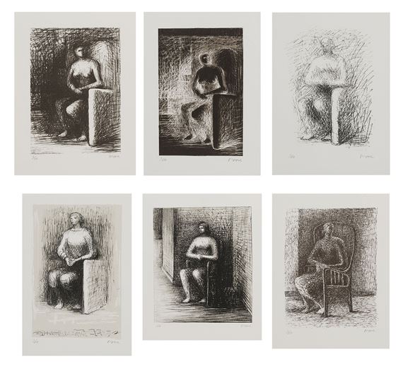 Henry Moore | Line Drawing; Pink Background; Dark Room; Reverse ...