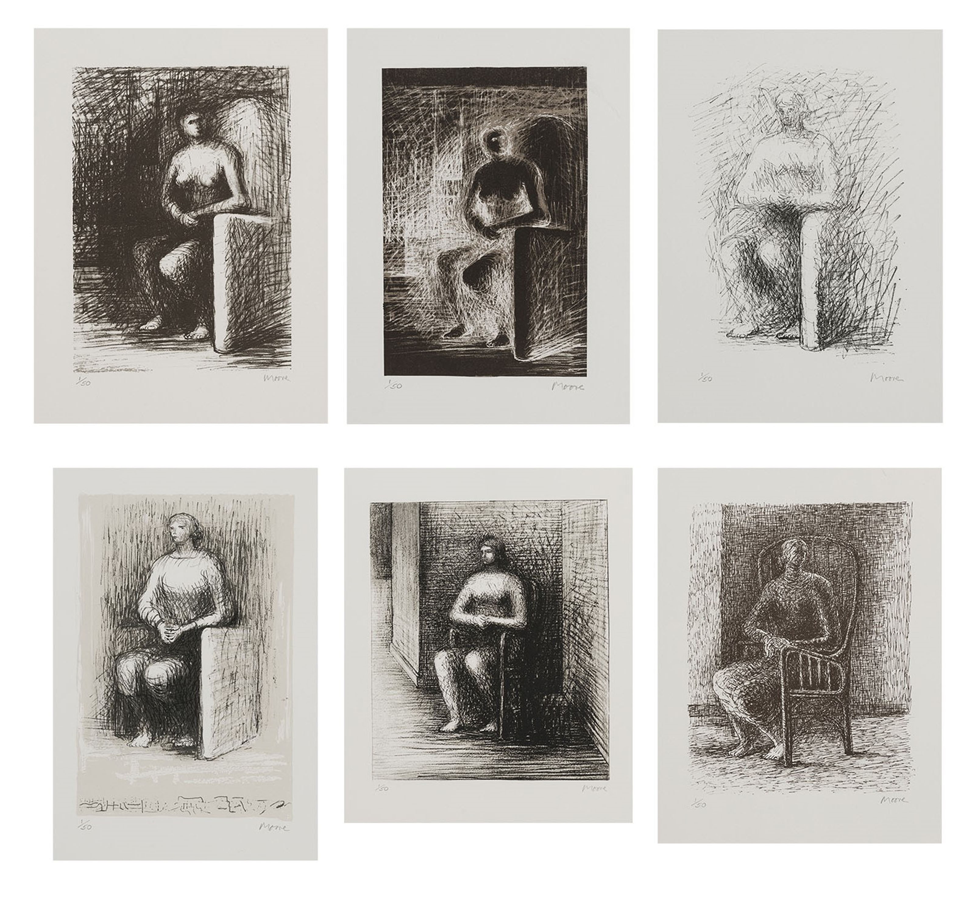 Moore Henry | Line Drawing; Pink Background; Dark Room; Reverse ...