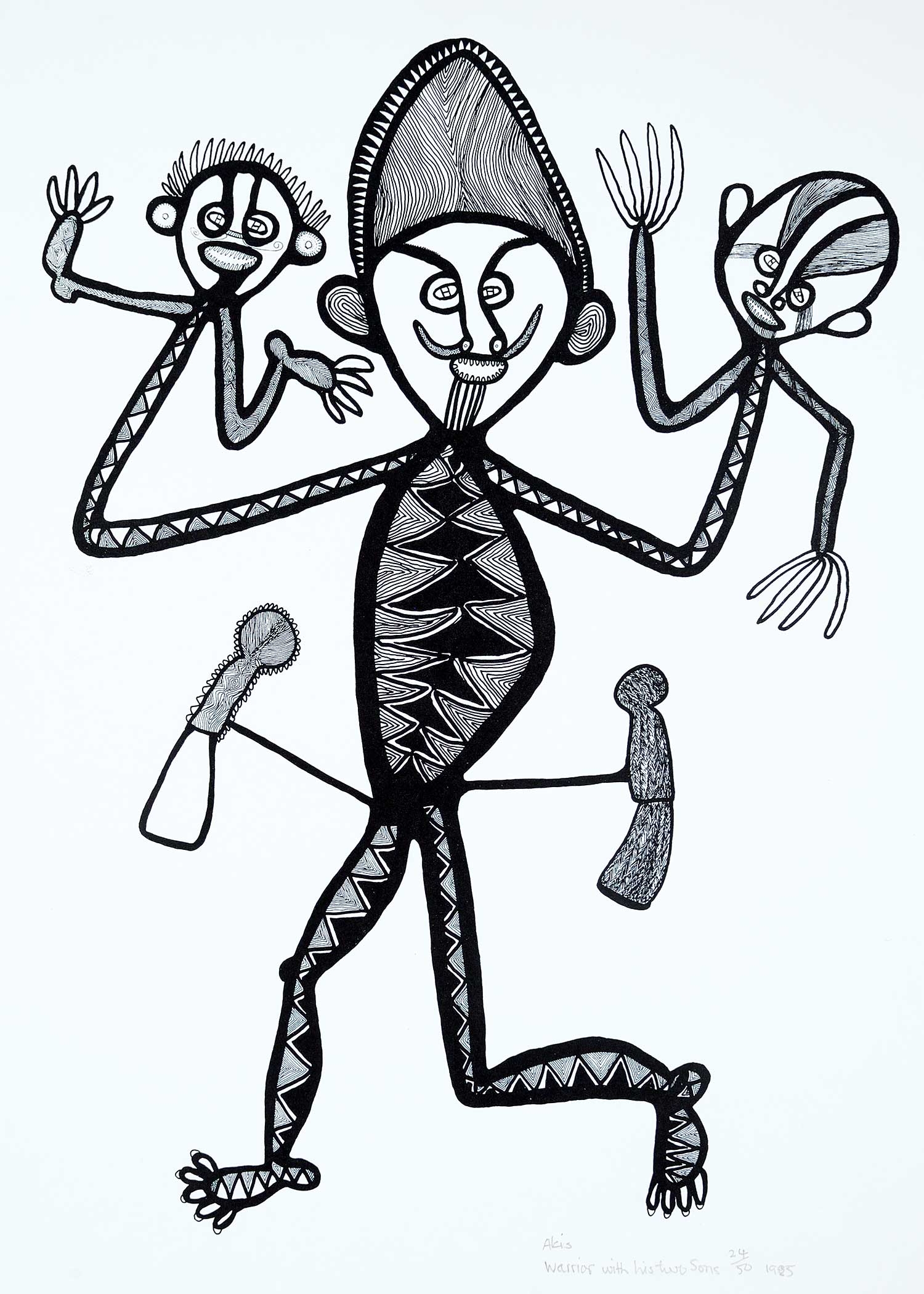 Timothy Akis | Warrior With His Two Sons (1985) | MutualArt