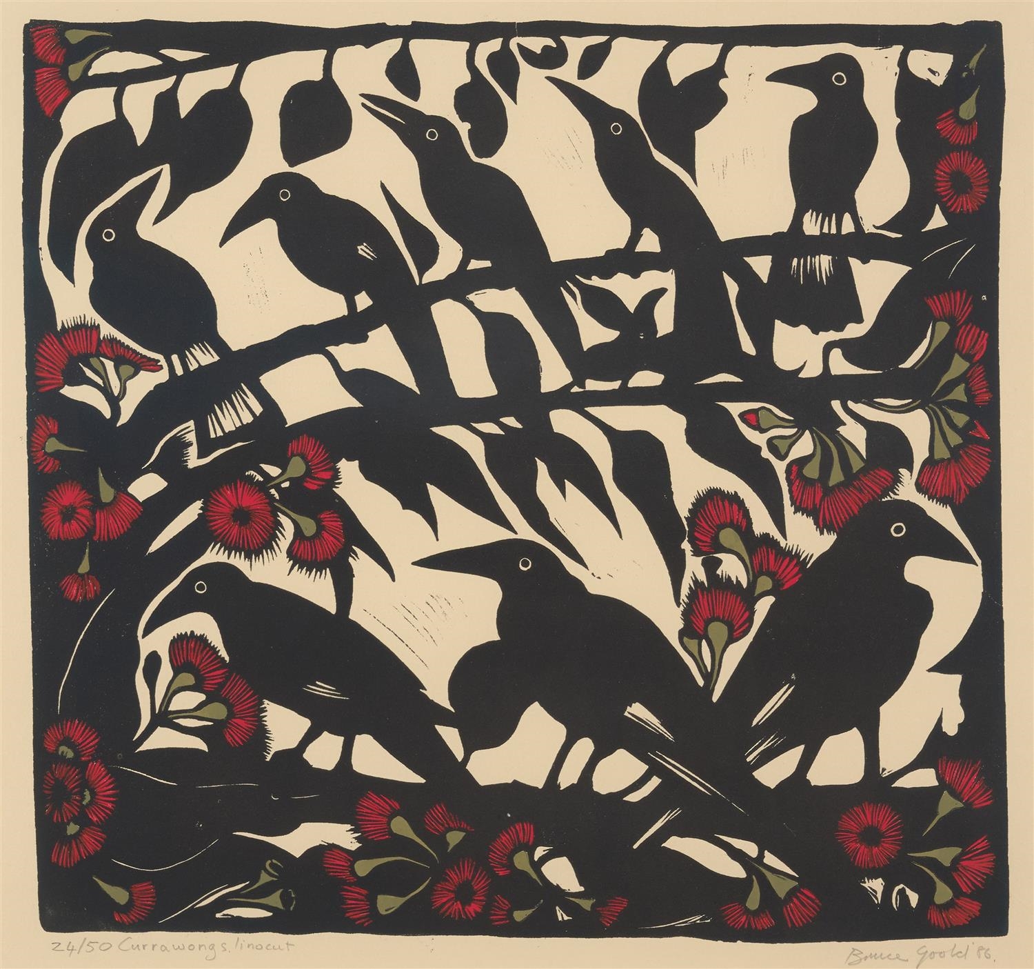 Bruce Goold | Currawong and Banksia (1986) | MutualArt