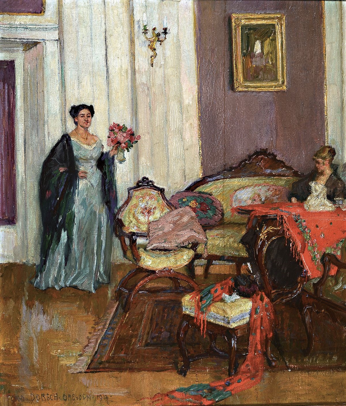 Ferdinand Dorsch | interior with red ceiling (1917) | MutualArt
