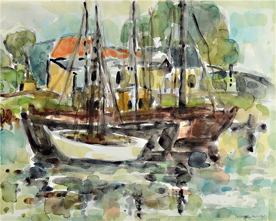 Hermann Hartmann-Drewitz | harbor view (1918) | MutualArt