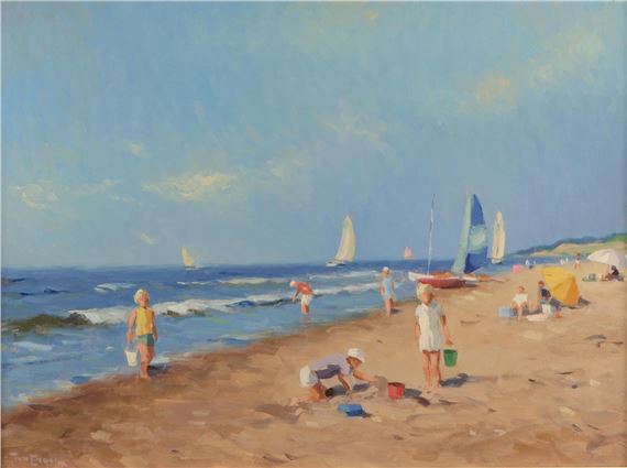 Jan Engel | Spelende kinderen aan het strand | MutualArt