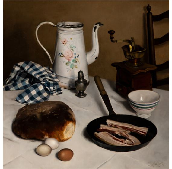 Charles Lebon | Still life with pitcher and bacon (Circa 1940) | MutualArt