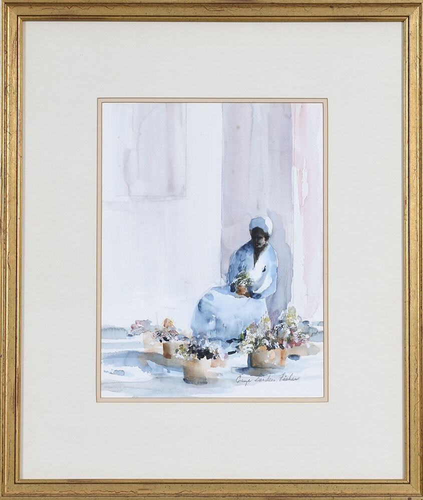 Gaye Sanders Fisher | Pair of Flower Seller Paintings (1990 - 1991 ...