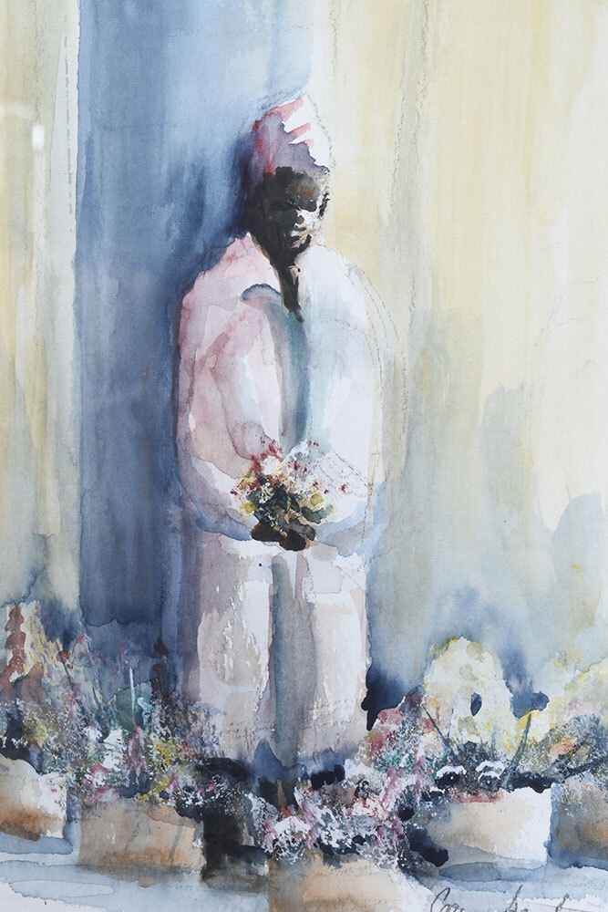 Gaye Sanders Fisher | Pair of Flower Seller Paintings (1990 - 1991 ...