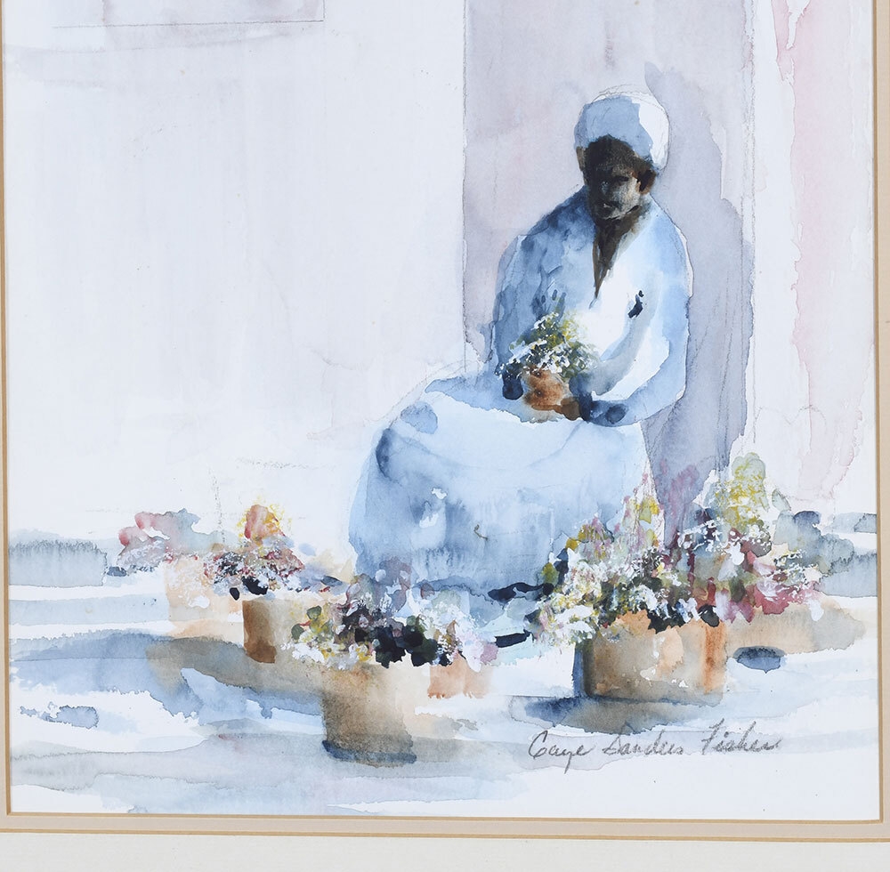 Gaye Sanders Fisher | Pair of Flower Seller Paintings (1990 - 1991 ...