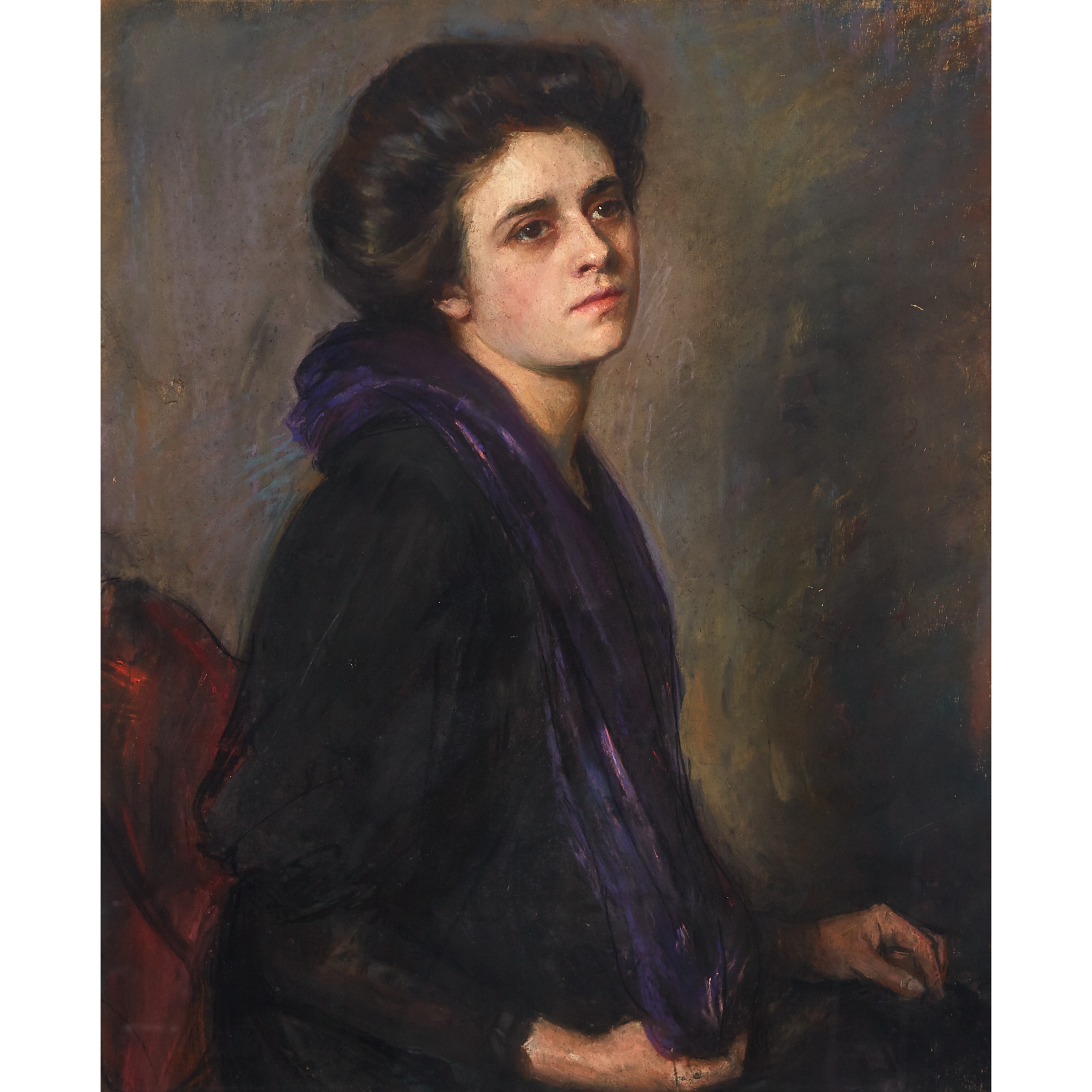 Horatio Walker | PORTRAIT OF A WOMAN WITH A PURPLE SCARF | MutualArt