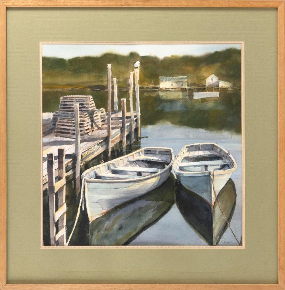 Peter Rolfe | Dories at dock | MutualArt