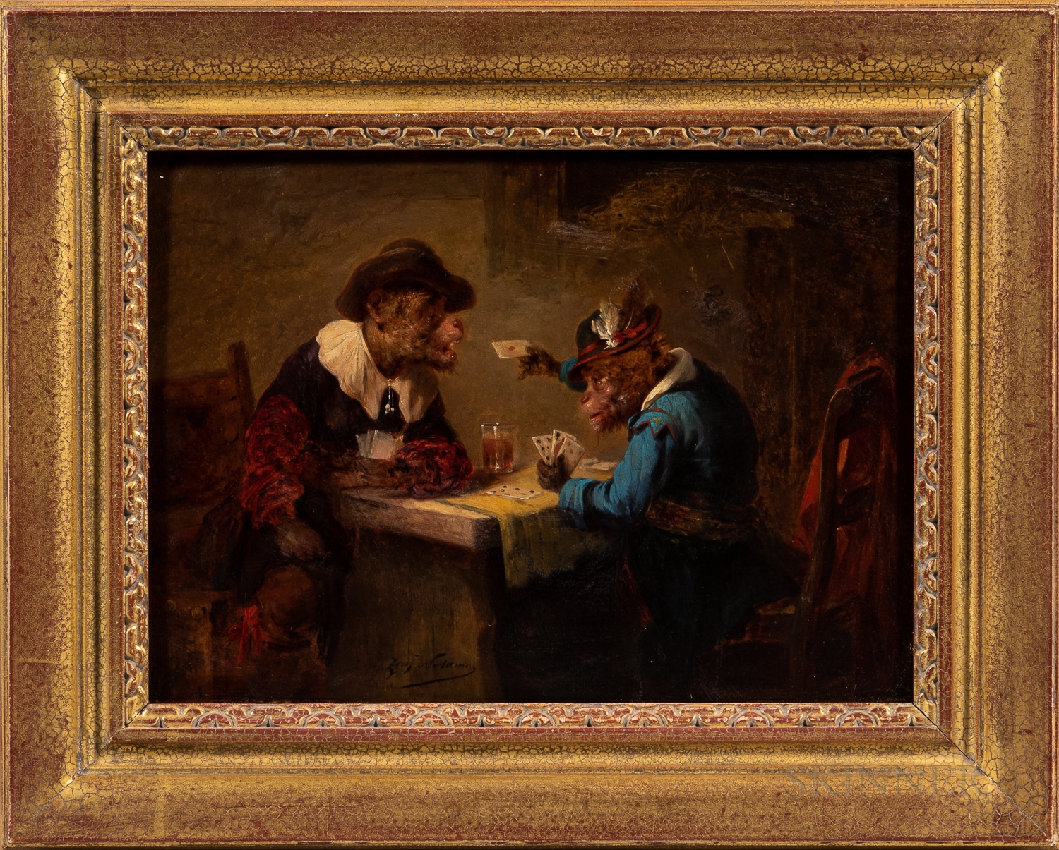 Zacharie Noterman | Two Vignettes of Monkeys at Tavern Tables Drinking ...