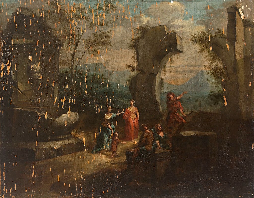 Franz de Paula Ferg | Arkadische Landschaft mit Brunnen und Ruine ...