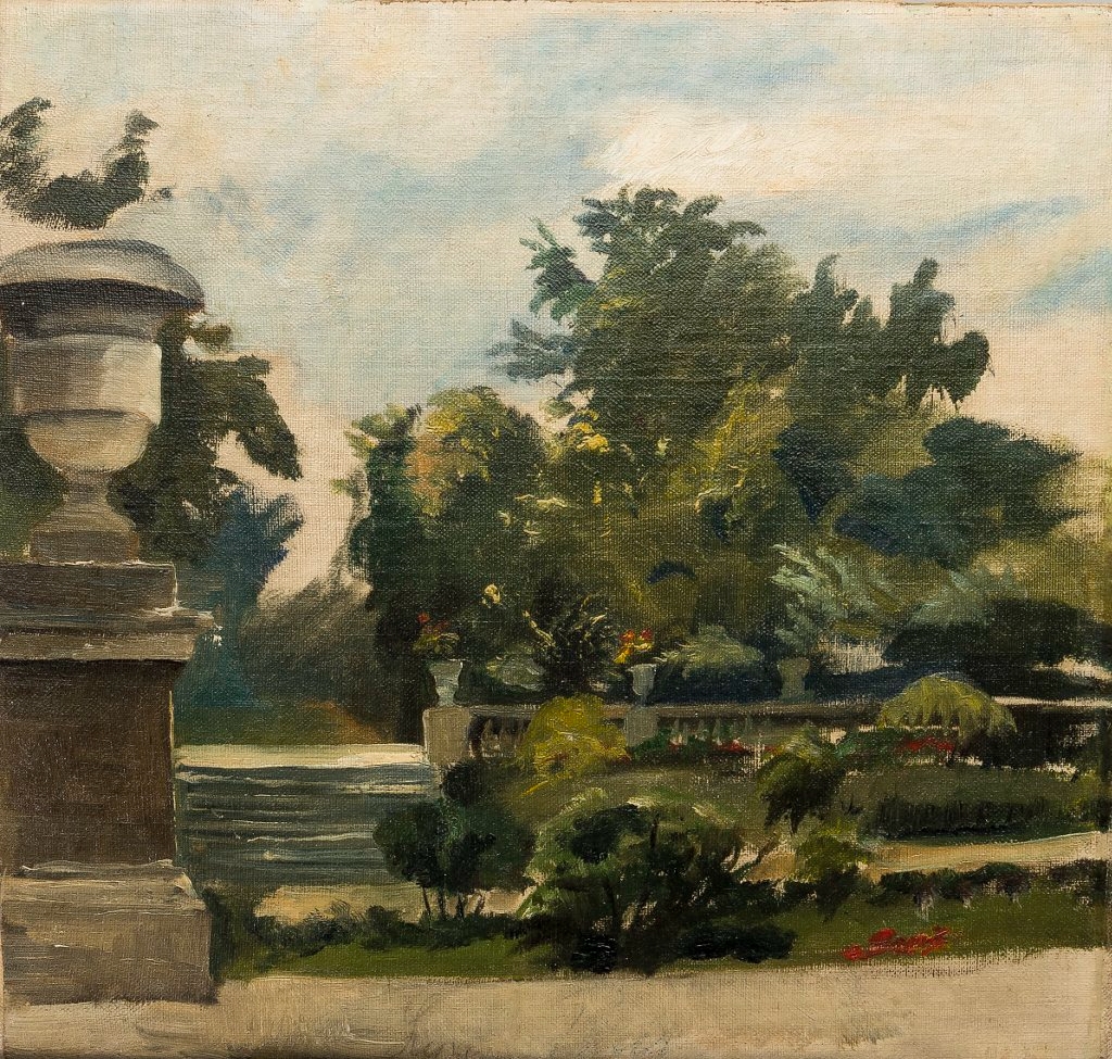 Anna Maria Wirth | Parklandschaft mit Balustrade und Vasen | MutualArt