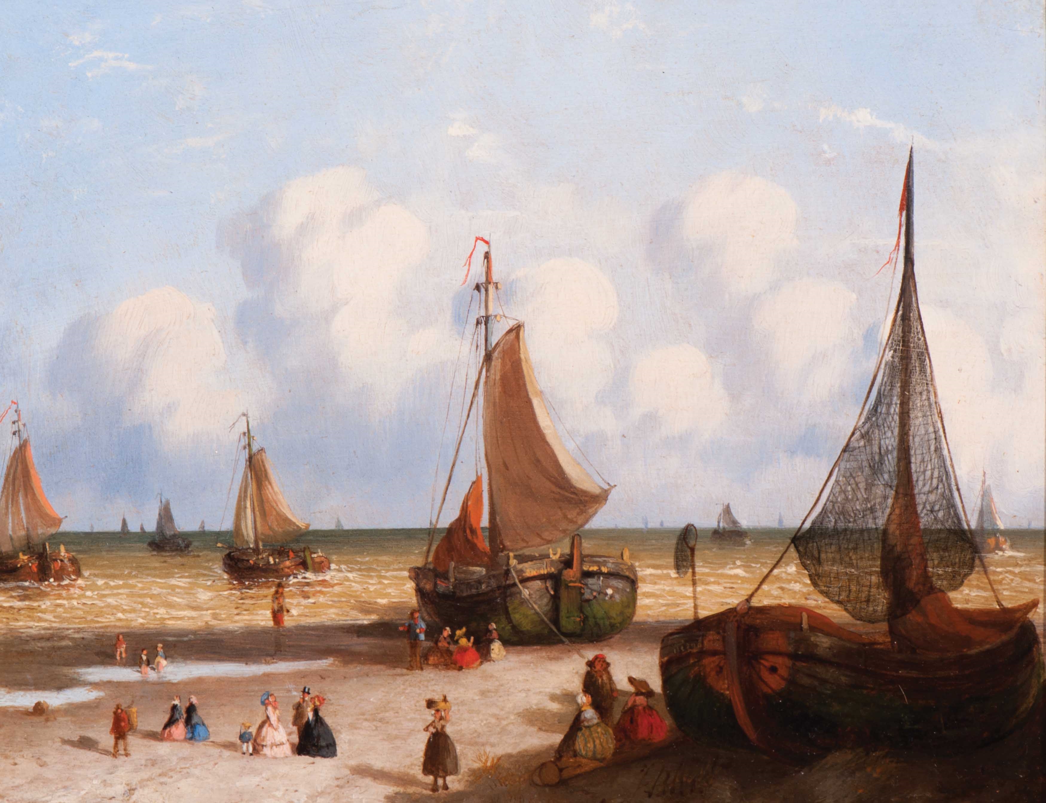 Joseph Bles | a) Figuren en bomschuiten op het strand te Scheveningen ...