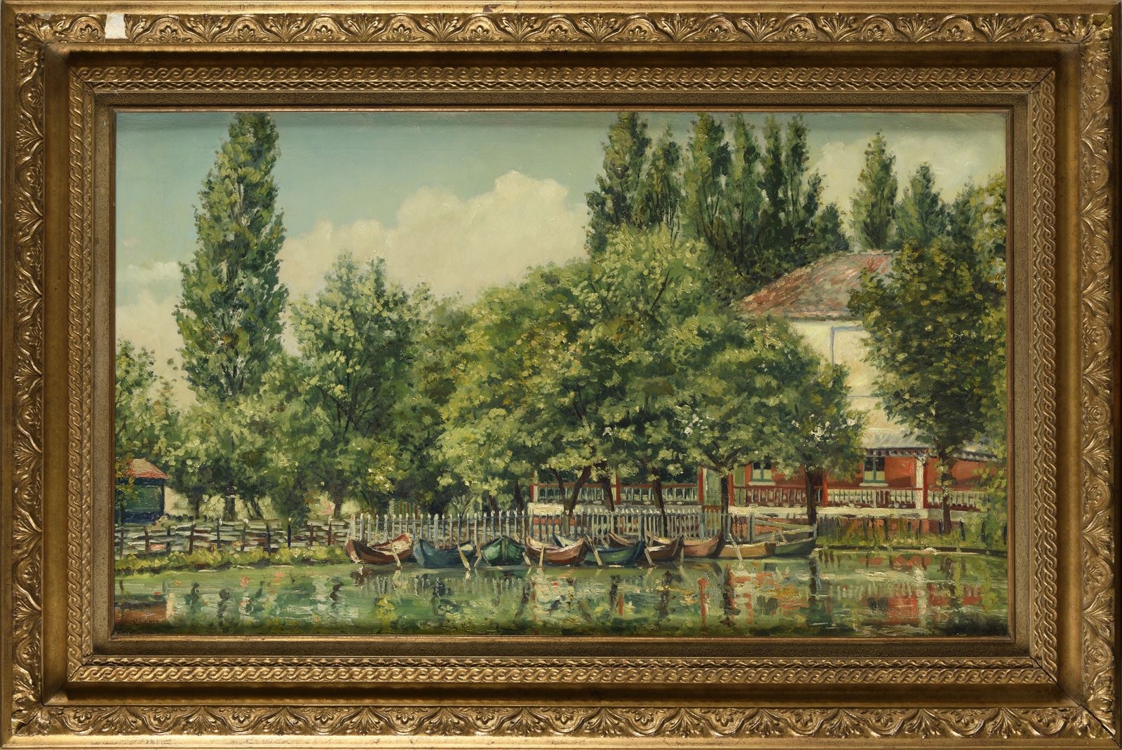 Paul Leduc | Ginguette et barque à Moret sur Loing | MutualArt