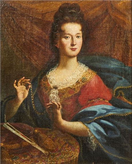 Nicolas Mignard | Portrait of a quality lady showing her necklace (1680 ...