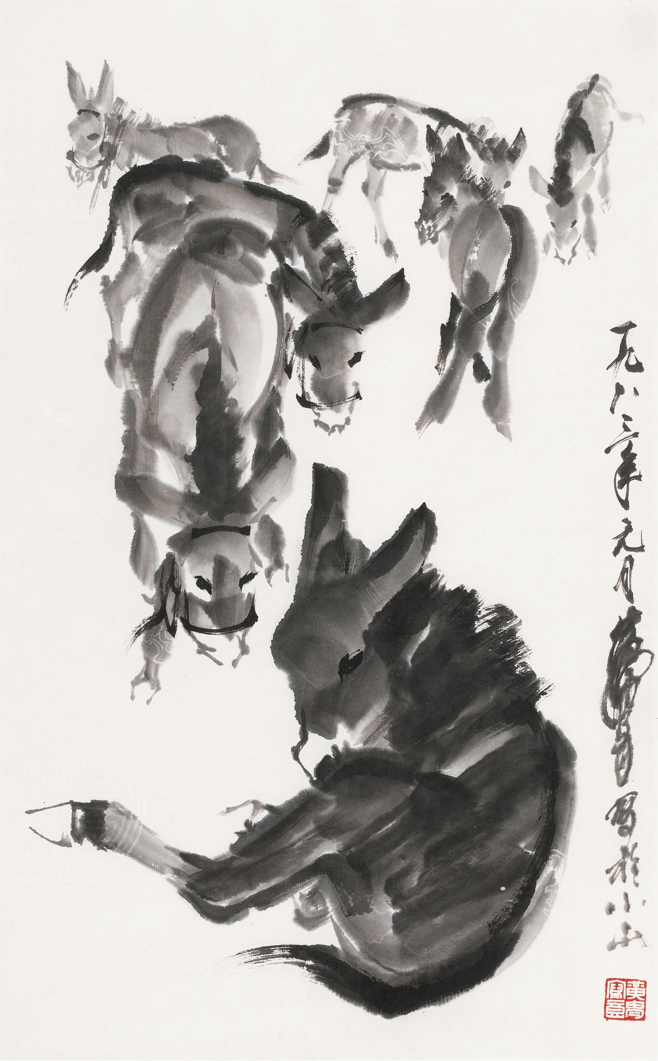Huang Zhou | Seven donkeys illustration (1983) | MutualArt