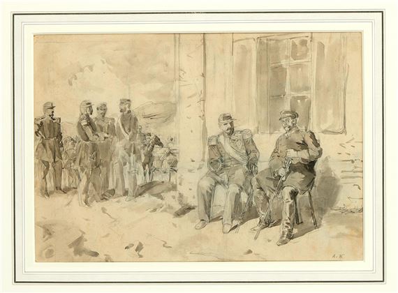 Anton von Werner | Napoleon III and Bismarck in front of the weaver's ...
