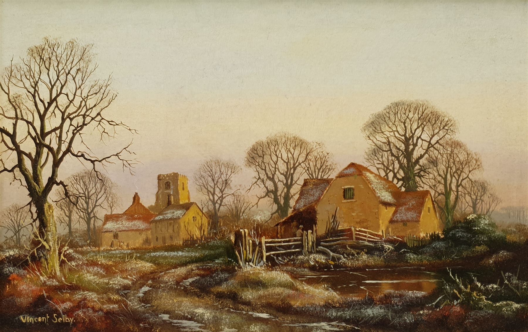 Vincent Selby | Village scene - Frosty Morning | MutualArt