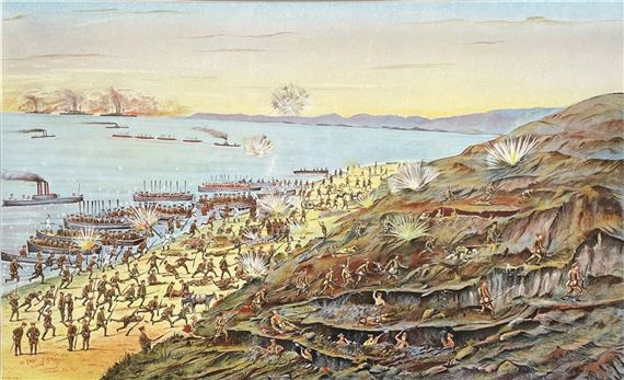 T. F. Nichols | Anzac Cove, Gallipoli, Landing at the New Zealanders at ...