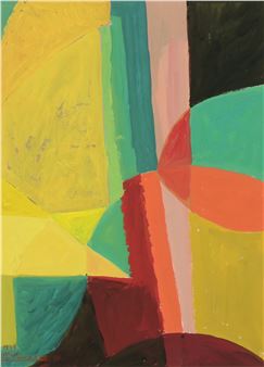 Lacasse Joseph | Composition abstraite en rouge, orange et jaune ...