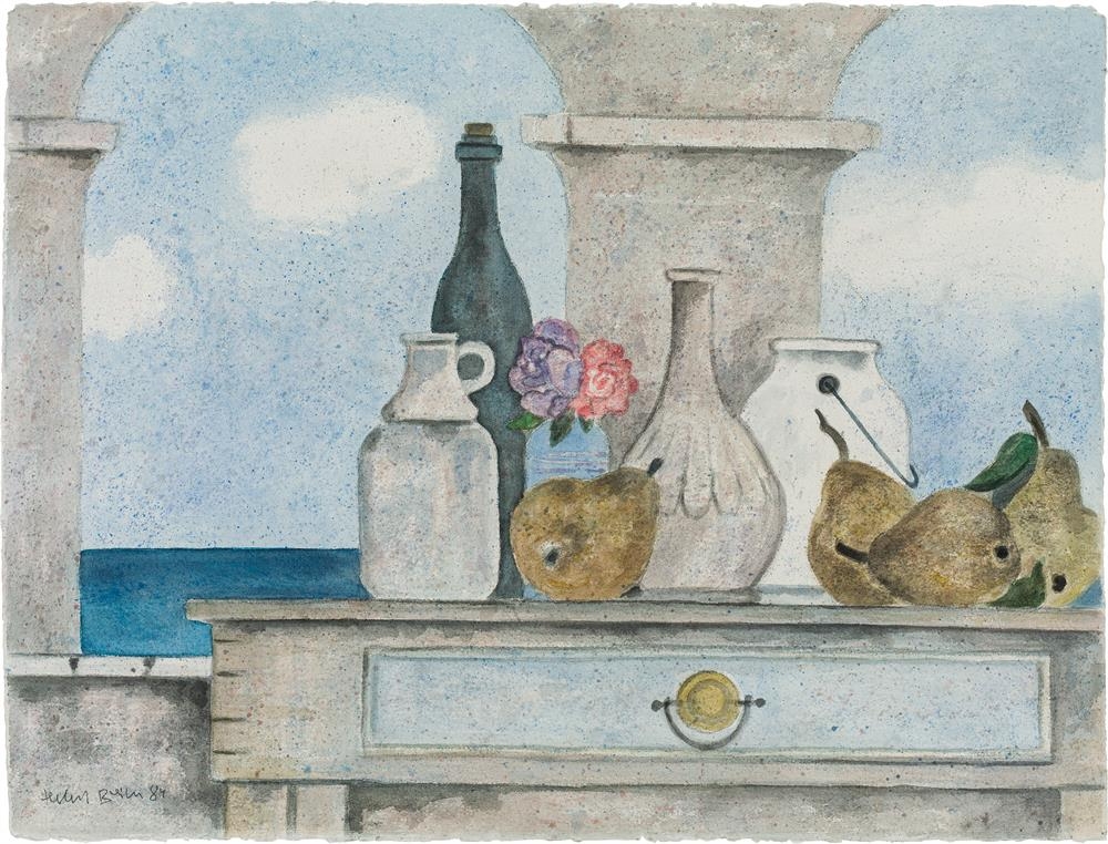 Herbert Breiter | Still life with bottles and fruit (1984) | MutualArt