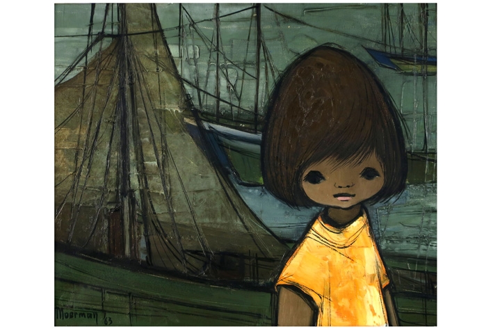 Jaklien Moerman | Havenzicht met meisje (1963) | MutualArt