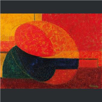 Lacasse Joseph | Composition abstraite en rouge, orange et jaune ...