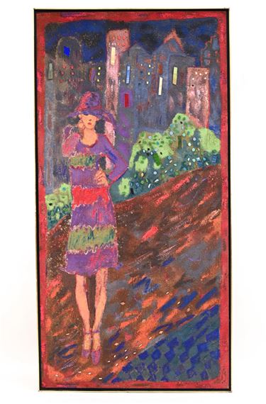 Edith Goldman | Standing figure and cityscape | MutualArt