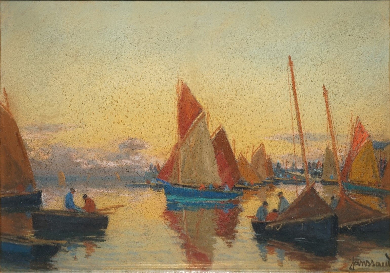 Mathurin Janssaud | Departure of fishing boats in a Breton port | MutualArt