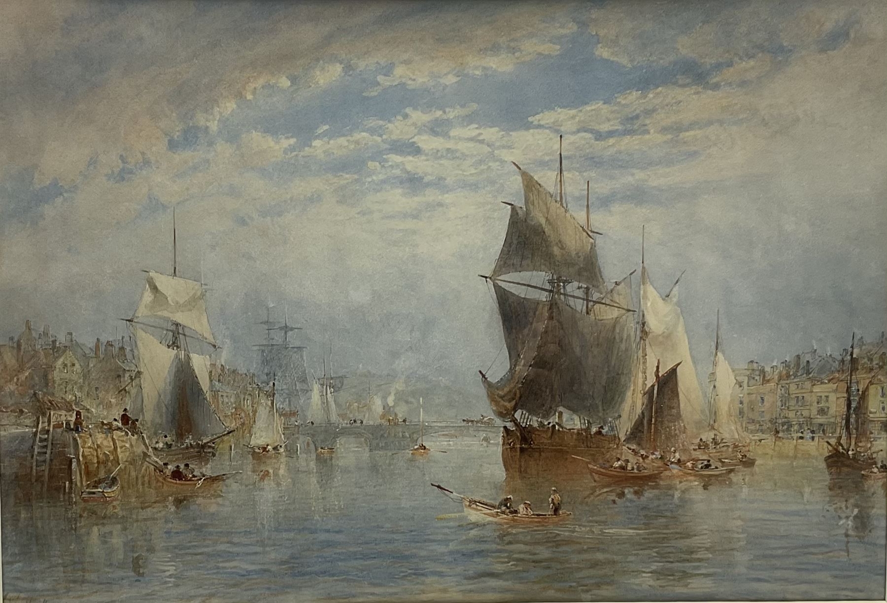 George Weatherill | Shipping in Whitby Harbour by Moonlight looking ...