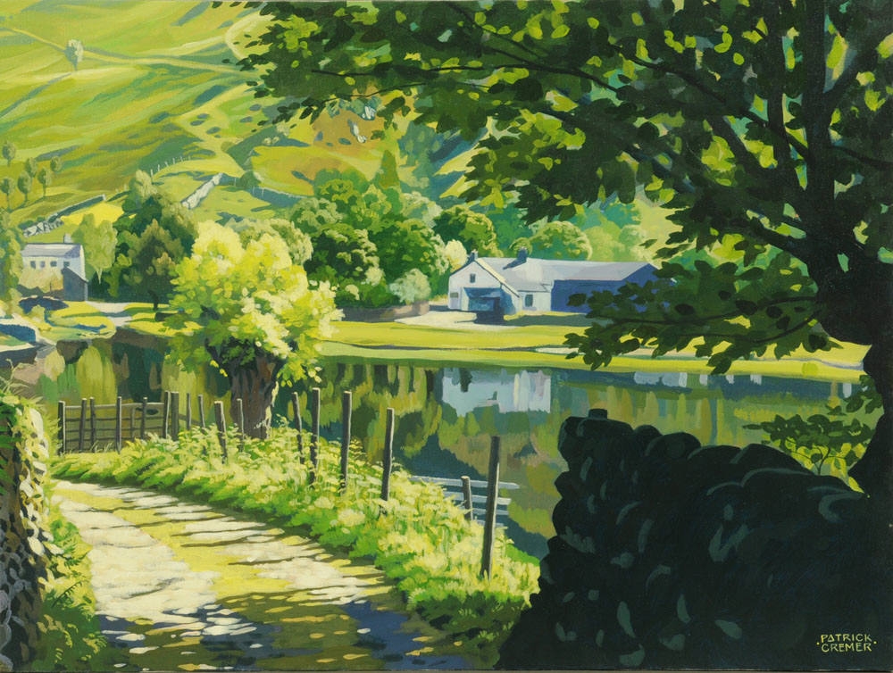 Patrick Cremer | River scene with path and dwellings | MutualArt