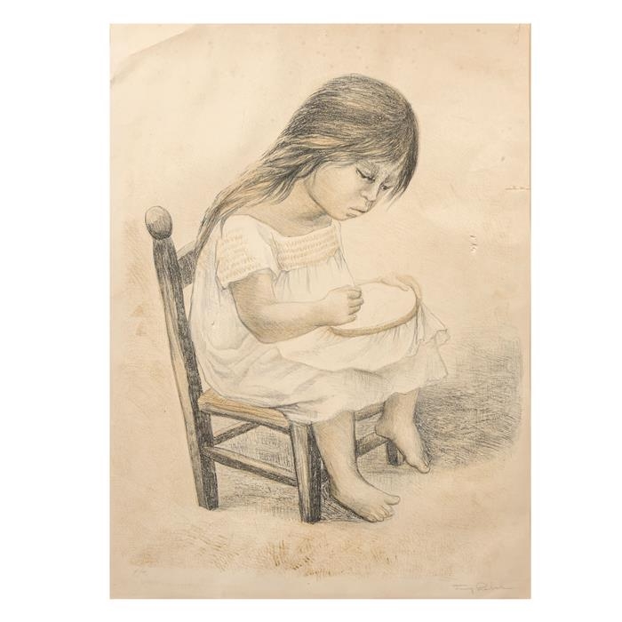 Fanny Rabel | Niña bordando | MutualArt