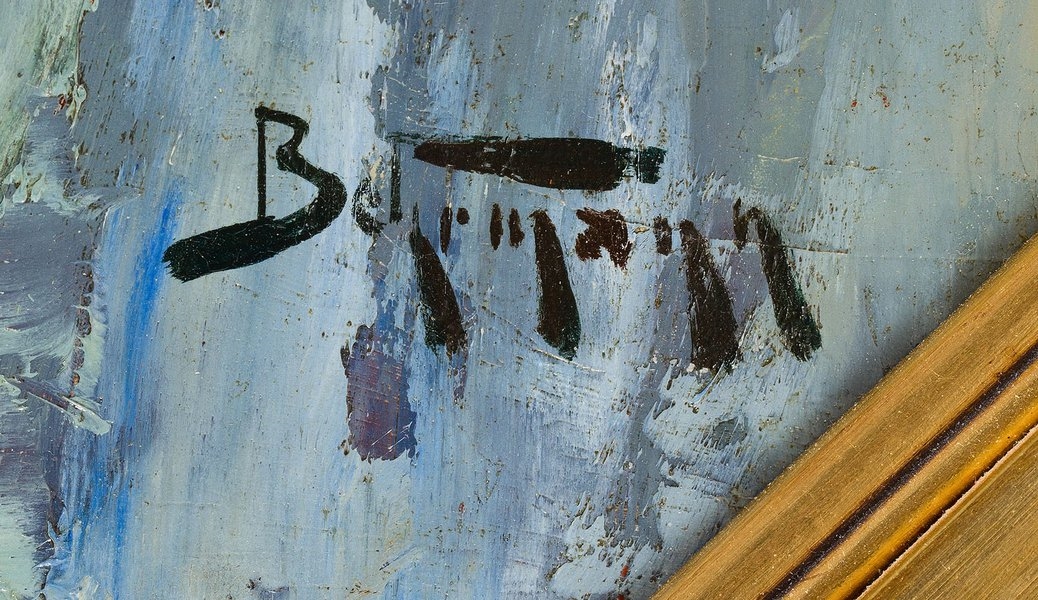 Adolf Behrmann | Orange and sapphire flowers in a vase | MutualArt