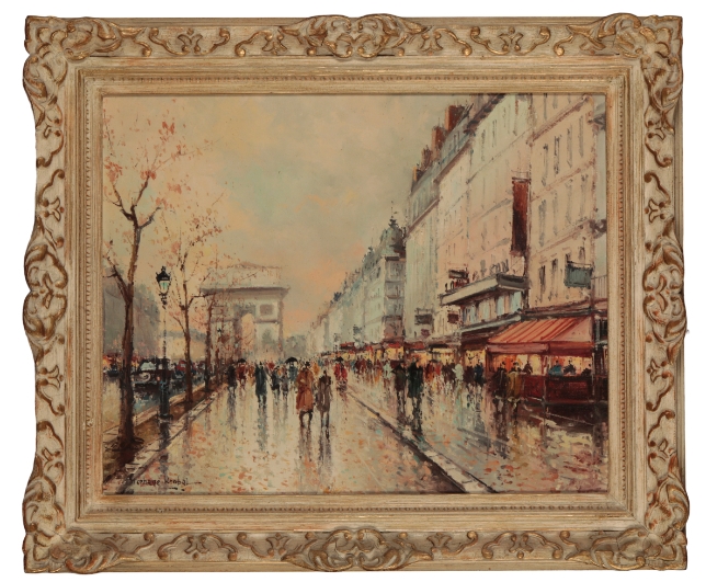 Stephane Wrobel | A Parisian street scene with figures | MutualArt