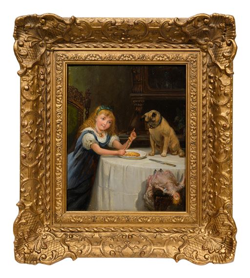 Alexander Rosell | Child Playing with Her Dog (Circa 1880) | MutualArt