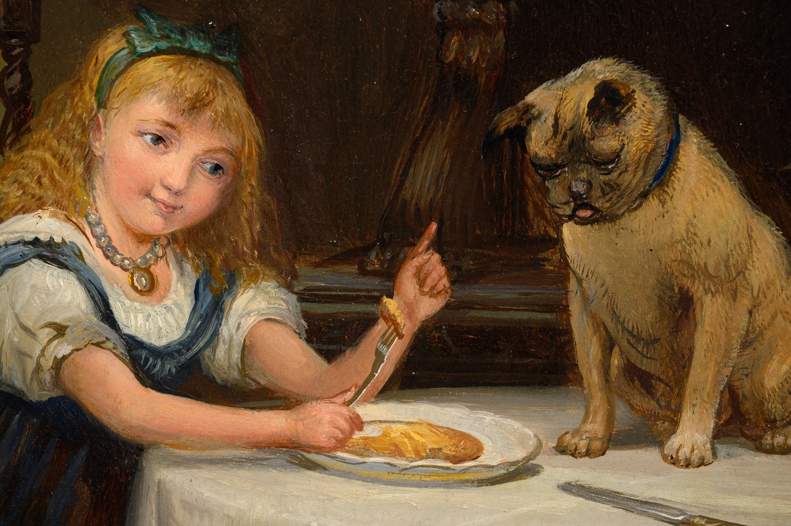 Alexander Rosell | Child Playing with Her Dog (Circa 1880) | MutualArt