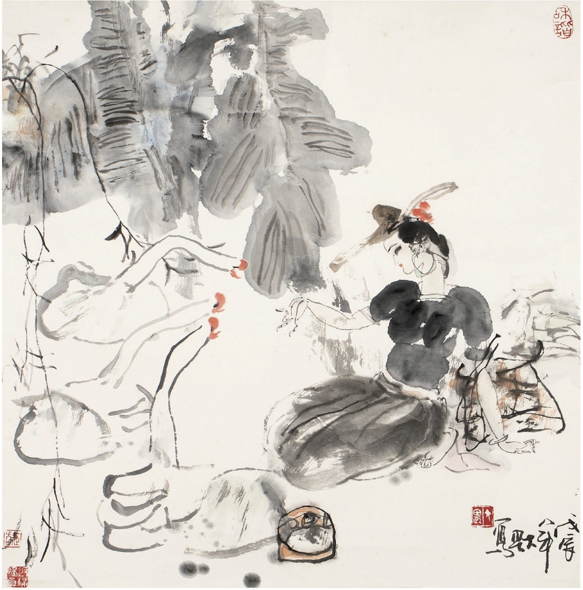 Shi Dawei | THE COWHERD AND GIRL WEAVER (1986) | MutualArt