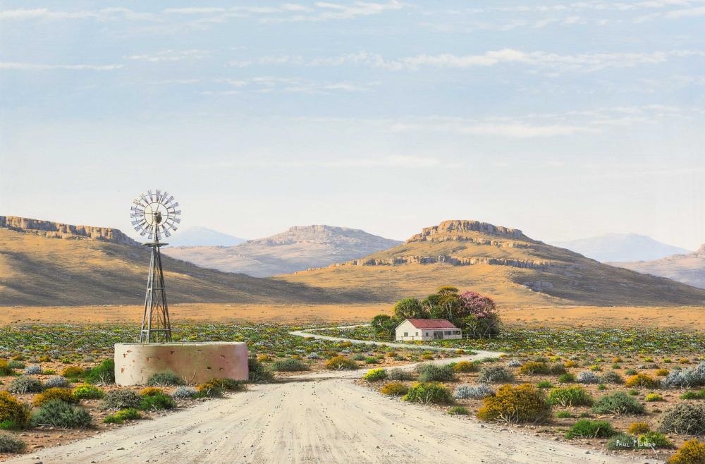 Paul Munro | Karoo Landscape with Windmill | MutualArt