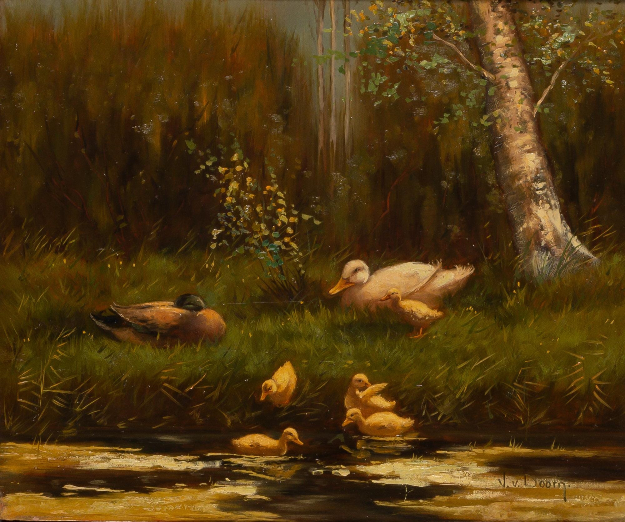 Jan Van Doorn | Boerenhoeve met loslopende kippen | MutualArt